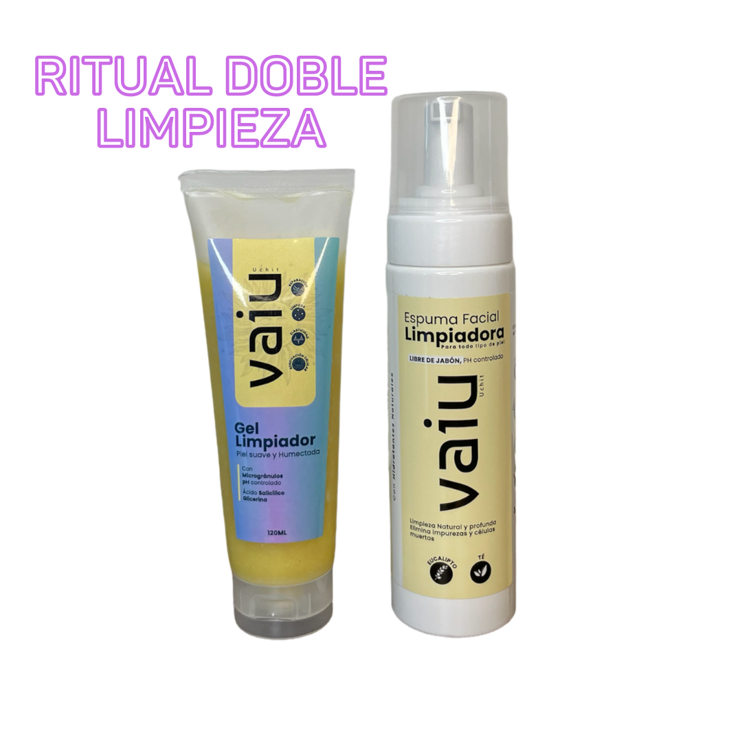 RITUAL DOBLE LIMPIEZA: GEL CON CUARZO Y ESPUMA SIN JABÓN - Vaiu